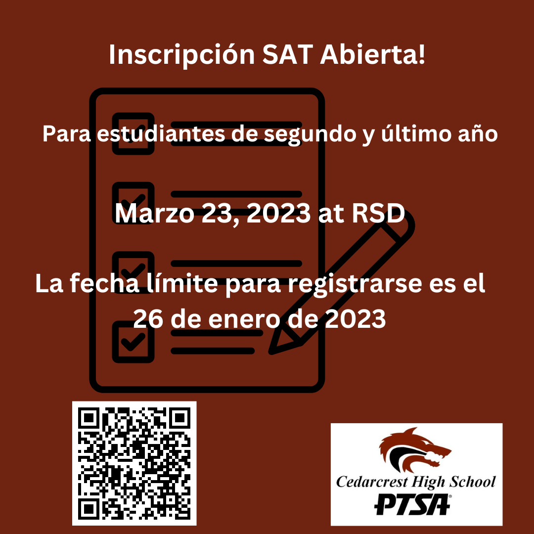 SAT REGISTRATION - Cedarcrest HS PTSA